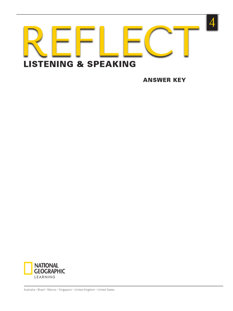 Reflect Listening & Speaking 4 Answer Key | PDF