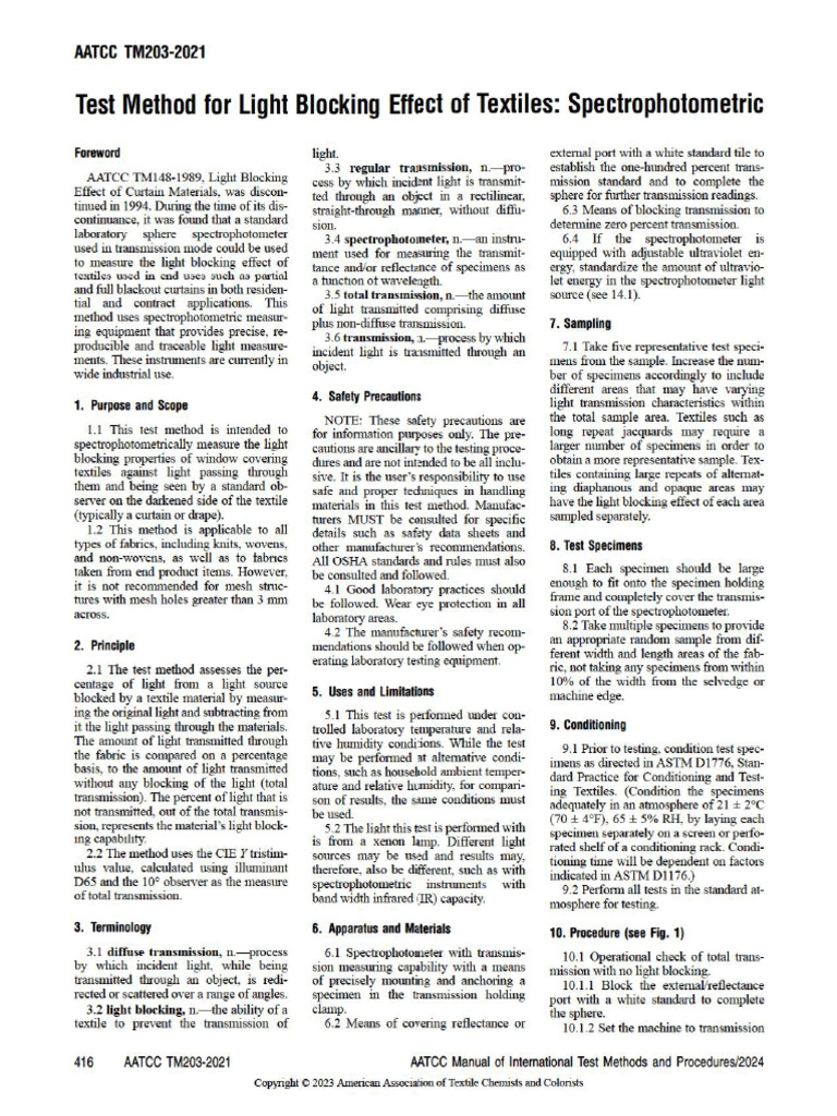 AATCC 203 | PDF