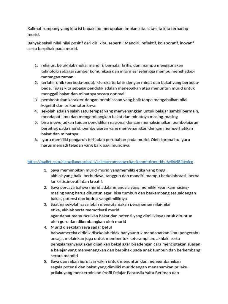 Kalimat Rumpang Yang Kita Isi Bapak Ibu Merupakan Impian Kita | PDF