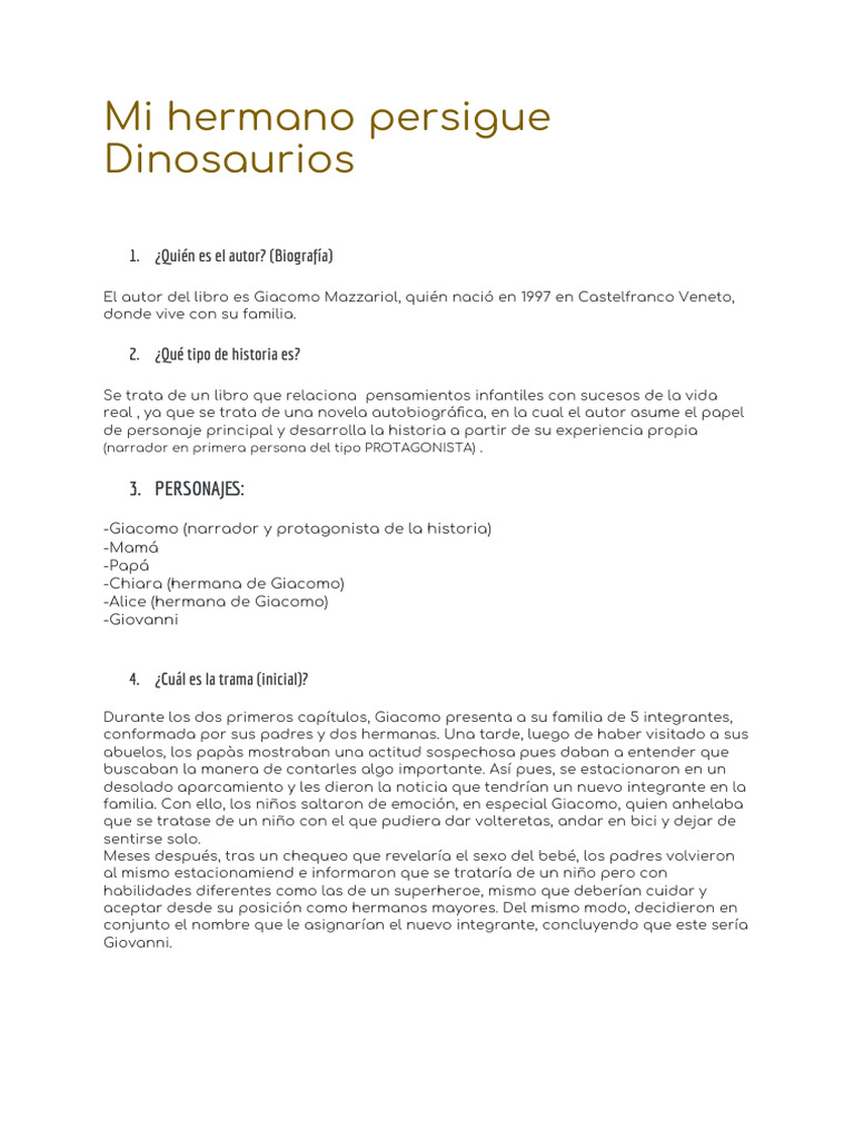 Mi Hermano Persigue Dinosaurios - L1 | PDF