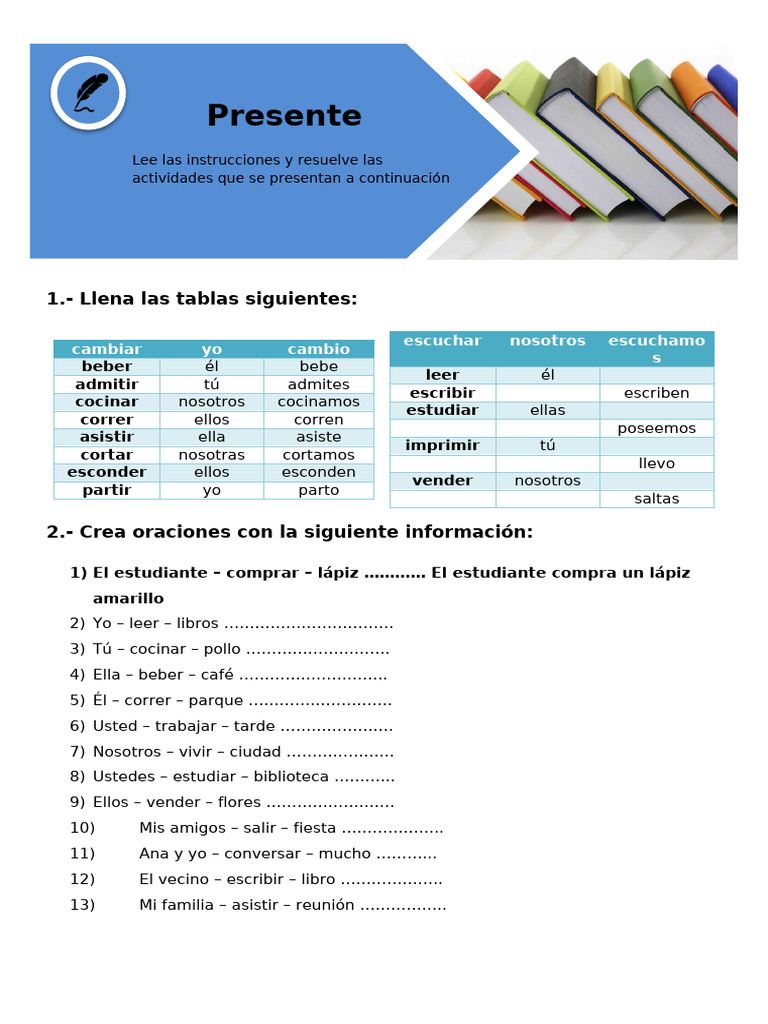 11.2.- Presente ejercicio para español ELE | PDF