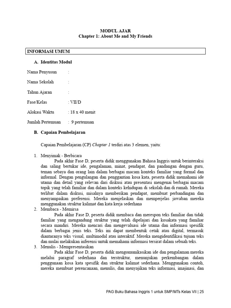 7.1 Modul Ajar Chapter 1 (FIX) | PDF