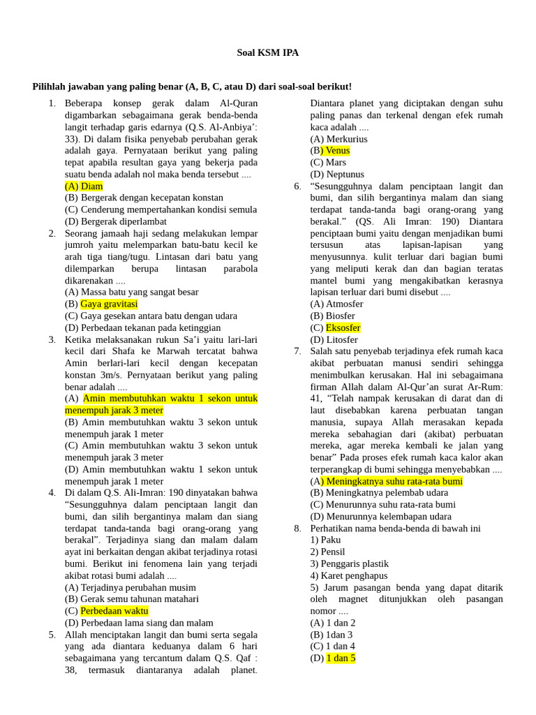 Soal KSM IPA | PDF