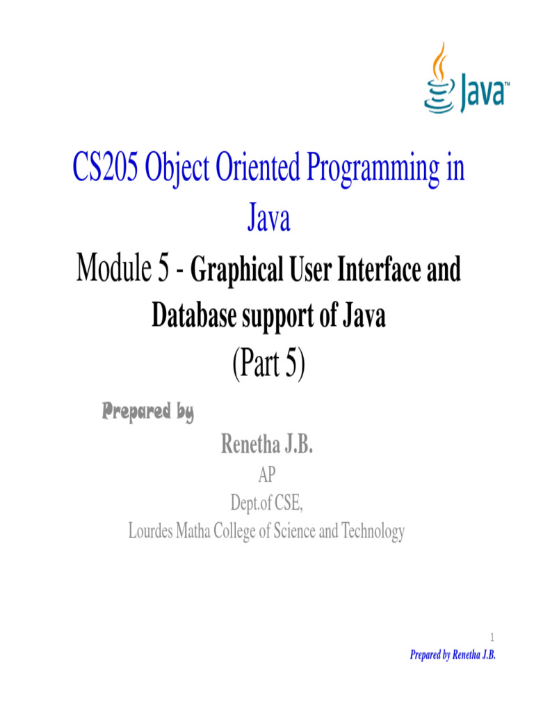 M5 - 5 - Exploring Swings - JFrame, JLabel, The Swing Buttons, JTextField | PDF