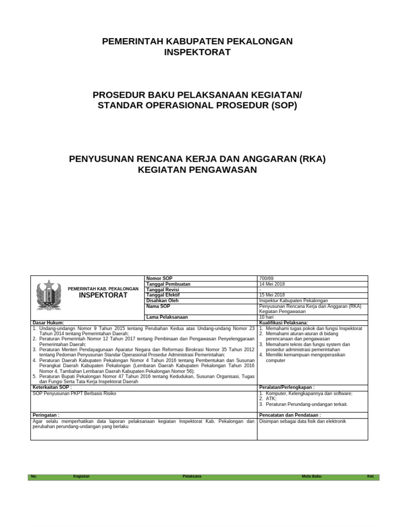 SOP Penyusunan RKA | PDF