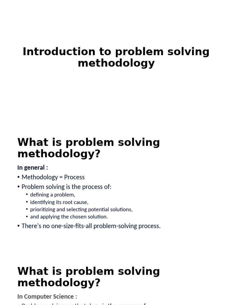 Chapter1 - Introduction To Problem Solving Methodology | PDF Chapter1 - Introduction To Problem Solving Methodology | PDF
