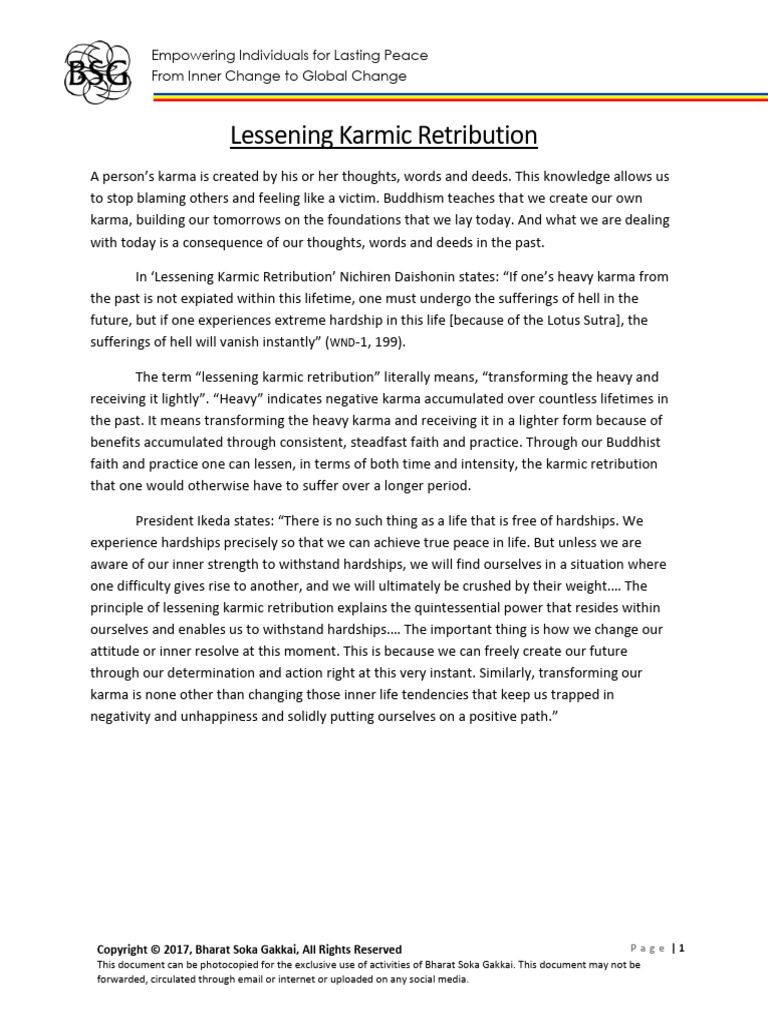 Lessening Karmic Retribution | PDF