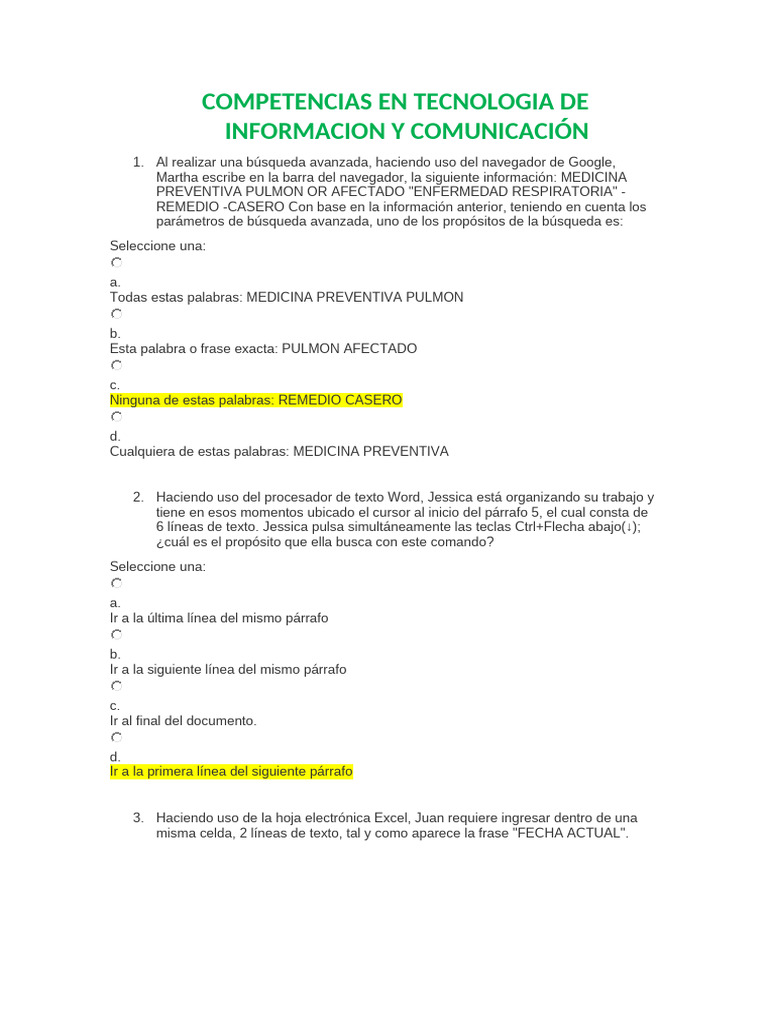 Competencias en Tecnologia de Informacion y Comunicación | PDF