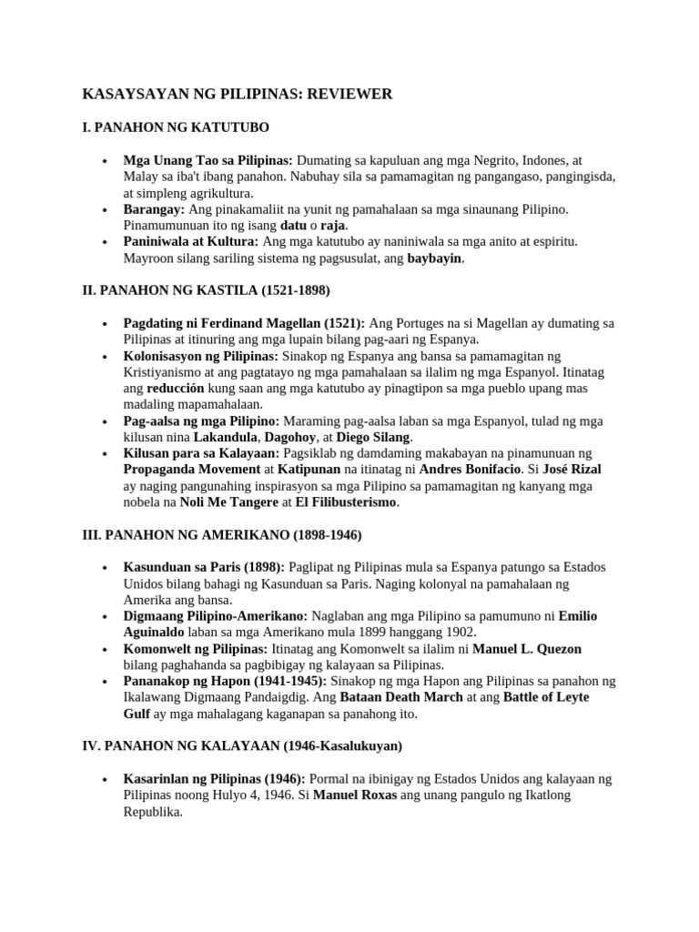 Kasaysayan ng Pilipinas: Isang Buod | PDF | Philippines
