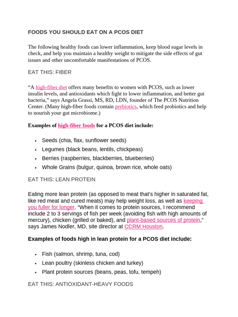 Foods You Should Eat On A Pcos Diet | PDF