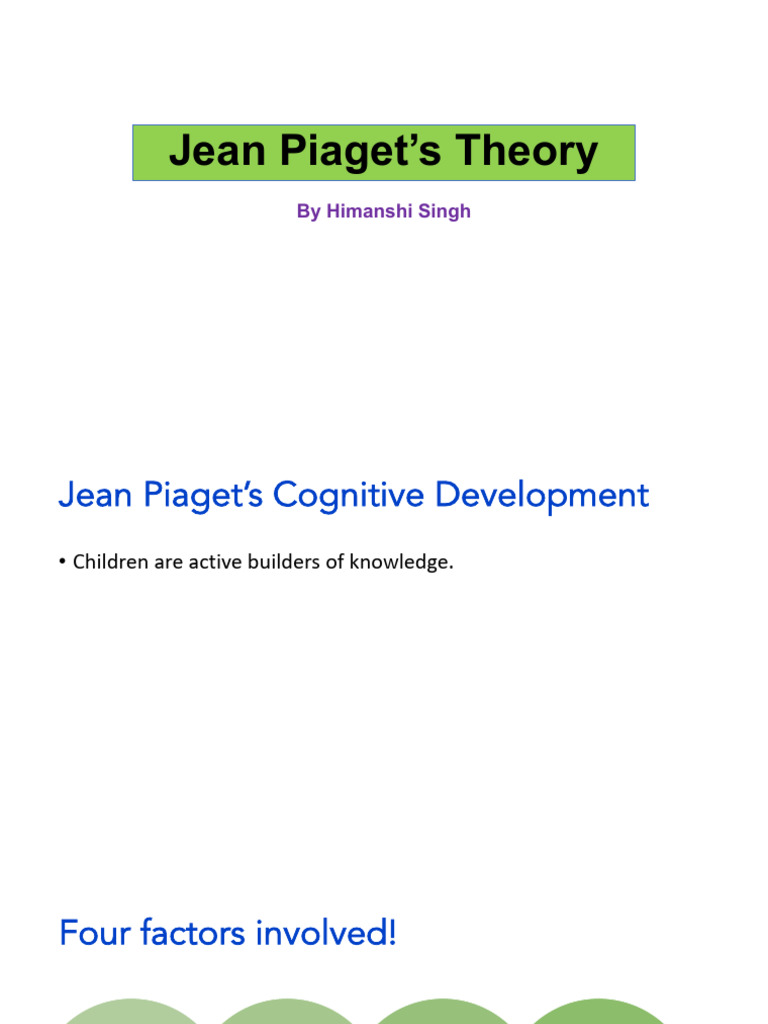 Jean Piaget’s Theory | PDF