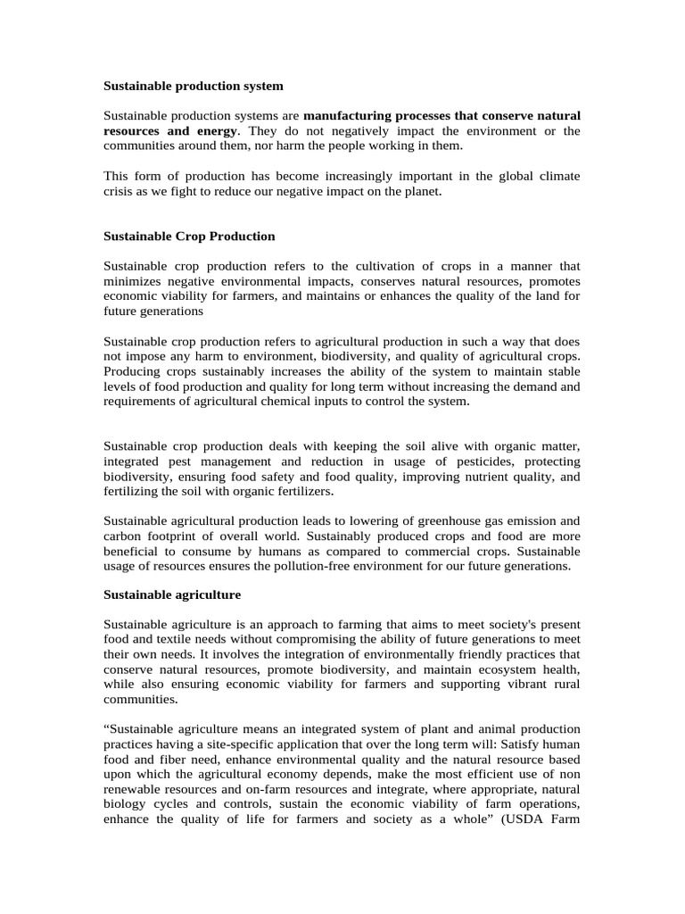 Sustainable Production System Pdf