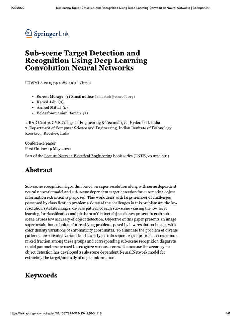 Sub-Scene Target Detection and Recognition Using Deeplearning and CNN | PDF