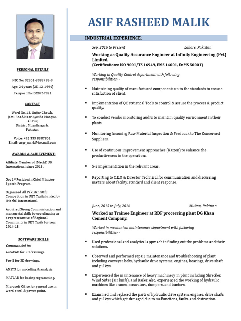 Asif Rasheed's (Mechanical Engineer) | PDF