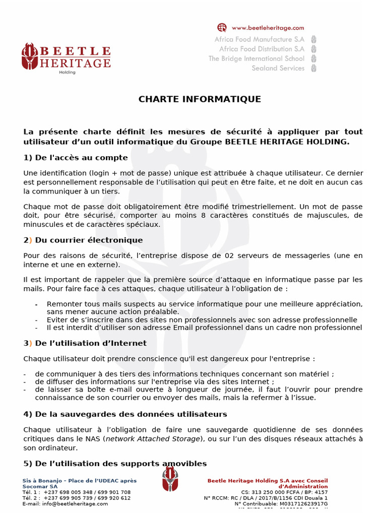 F - Charte Informatique BHH | PDF