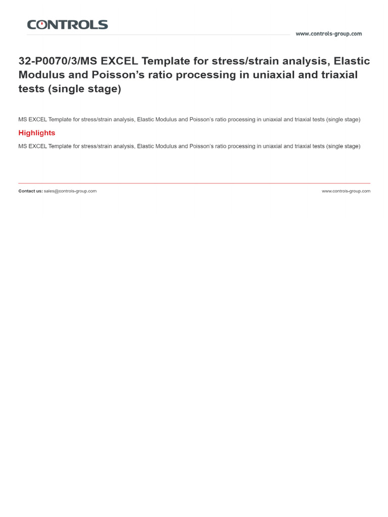 Ms Excel Template For Stress Strain Analysis Elastic Modulus and ...