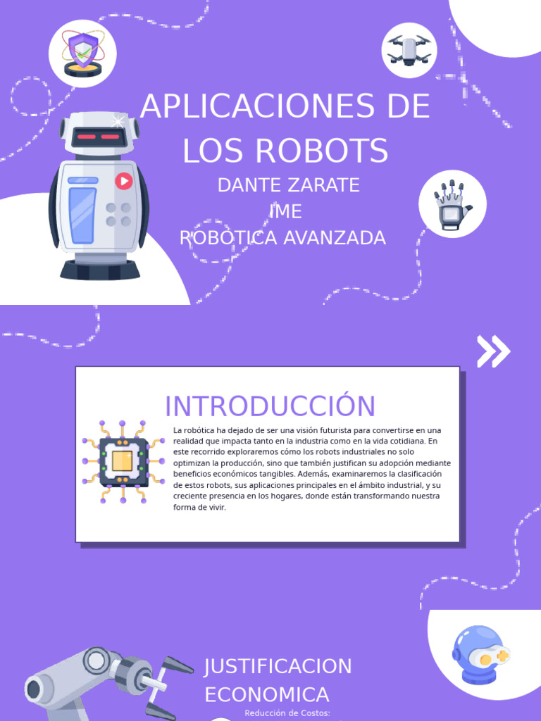 Presentacion Proyecto de Robotica Creativo Ilustrativo Morado | PDF | Robot | Robótica