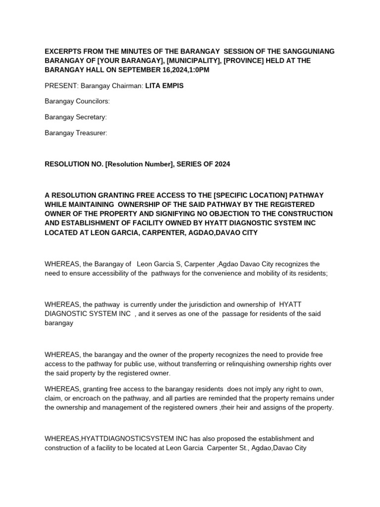 Brgy Resolution | PDF