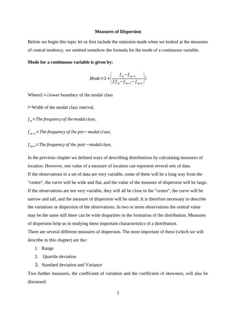 Measures of Dispersion | PDF