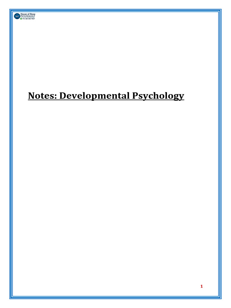Developmental Psychology Complete Notes | PDF