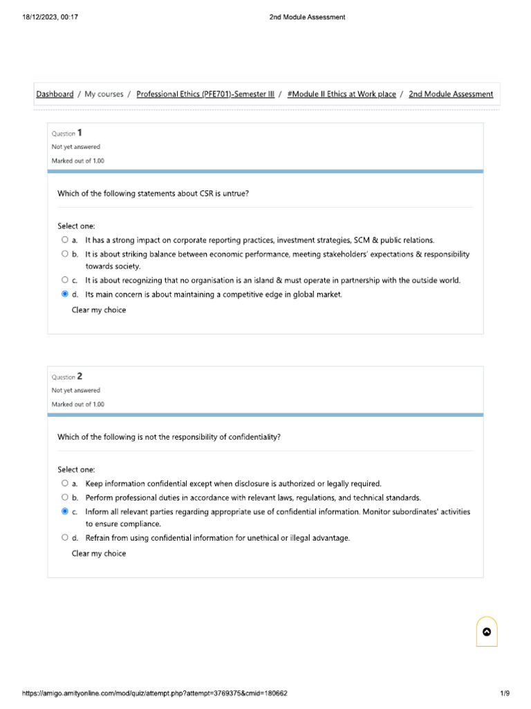 Amity Online MCA Ethics Module-2 | PDF