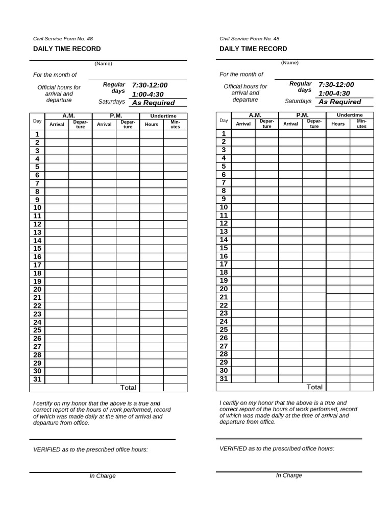 Appendix 24 - Daily Time Record (DTR) | PDF