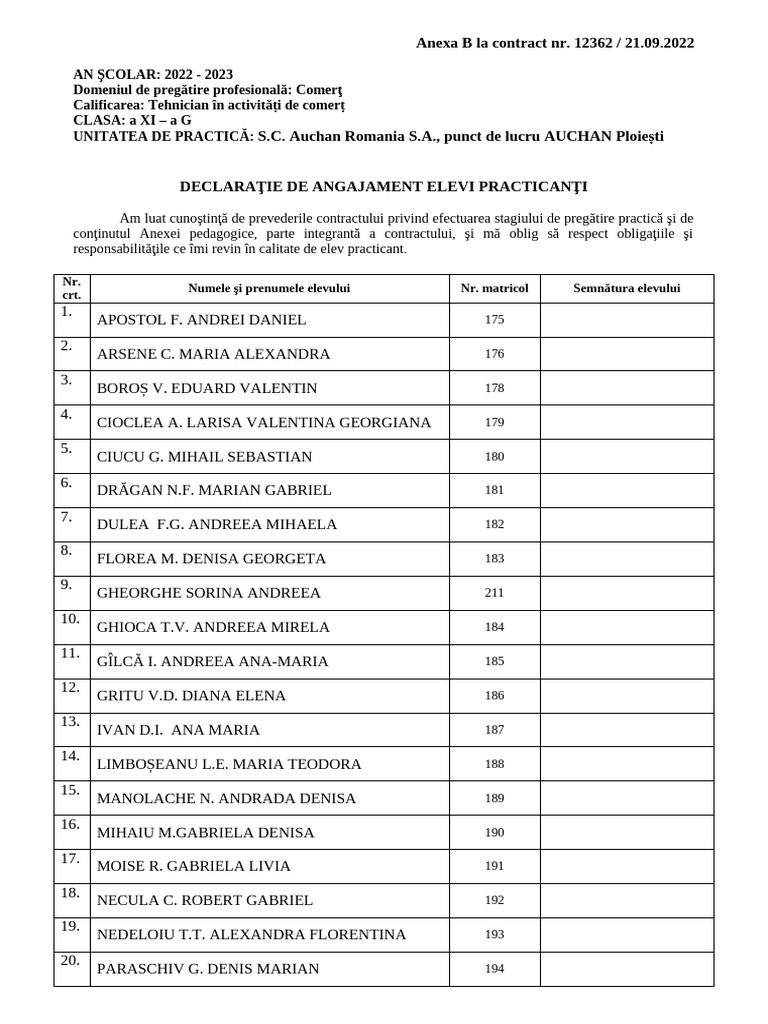 Anexa B La Contract 11 G 2022 2023 | PDF