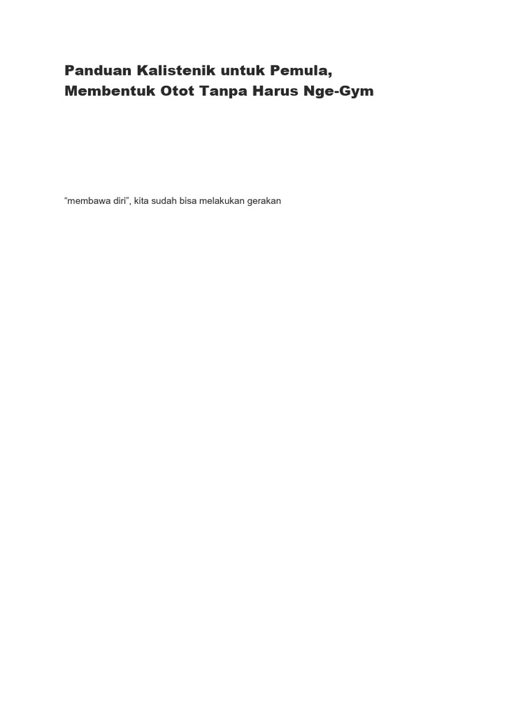 Panduan Kalistenik Untuk Pemula | PDF