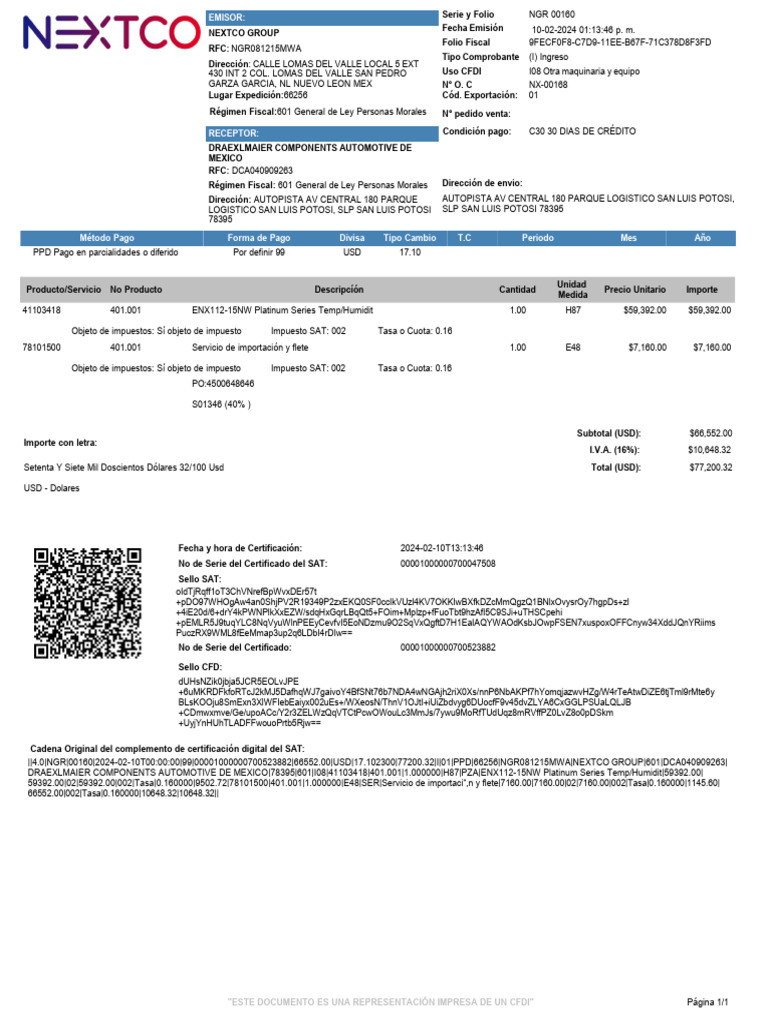 Este Documento Es Una Representación Impresa de Un Cfdi | PDF