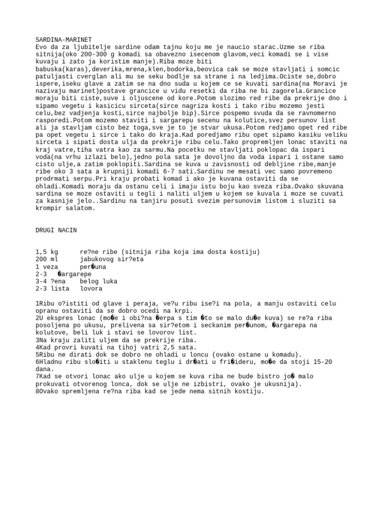 Spremanje Sardine | PDF