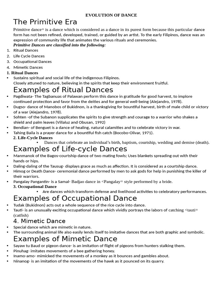 Handouts in Evolutionandfolk Dance | PDF