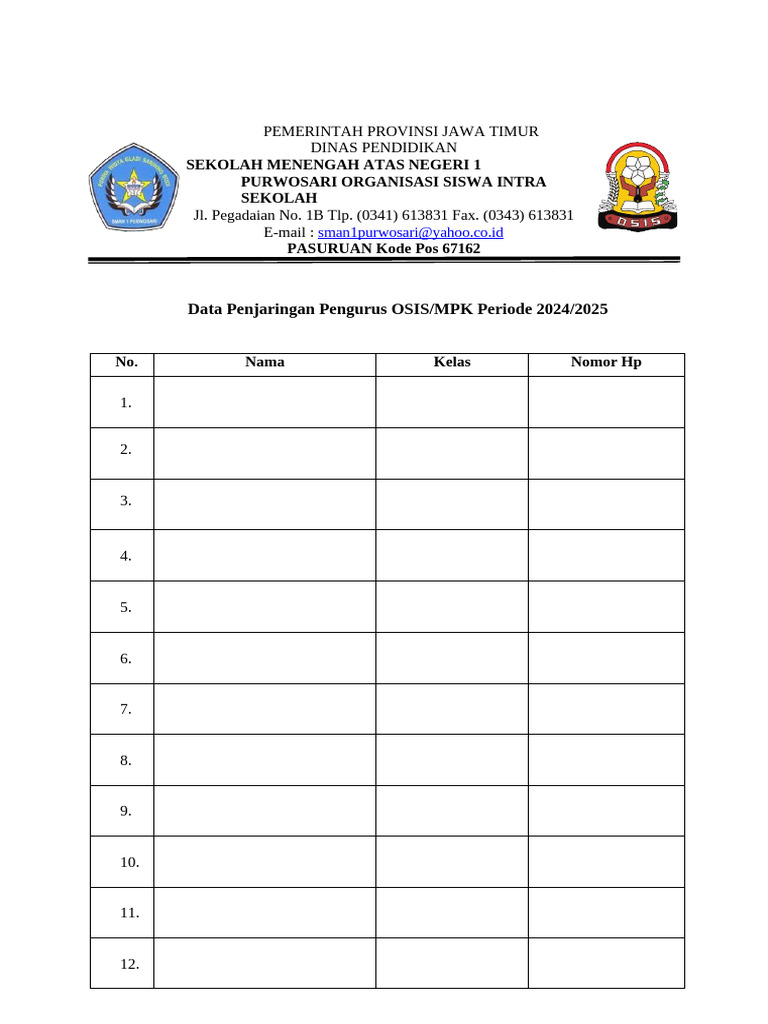 Data Penjaringan OSEM | PDF