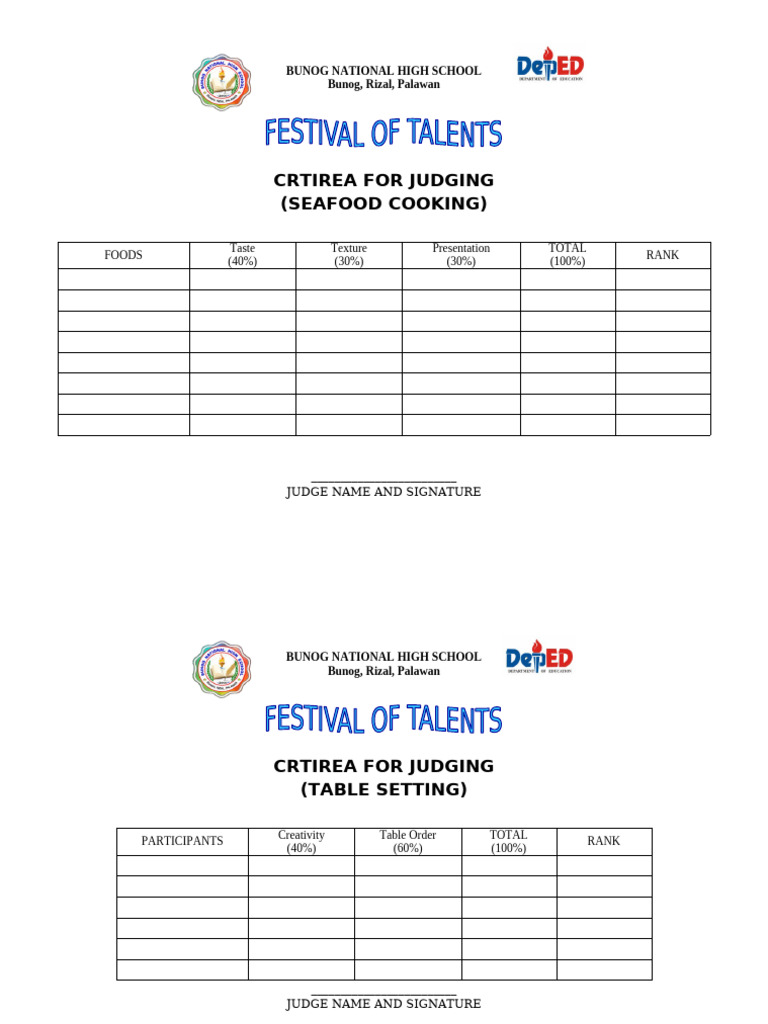 Crtirea For Judging - Step Competition | PDF