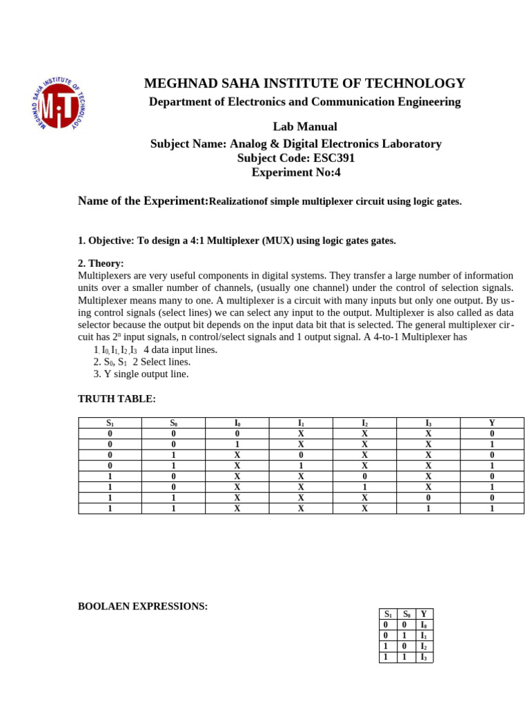 Multiplexer Exp 4 | PDF