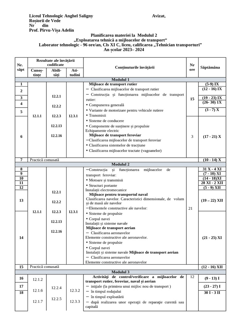 Exploatarea Tehnică A Mijloacelor de Transport | PDF