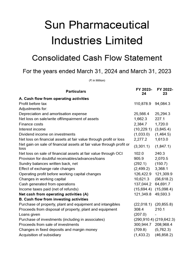 Cash Flow Statement 2023 2024 | PDF