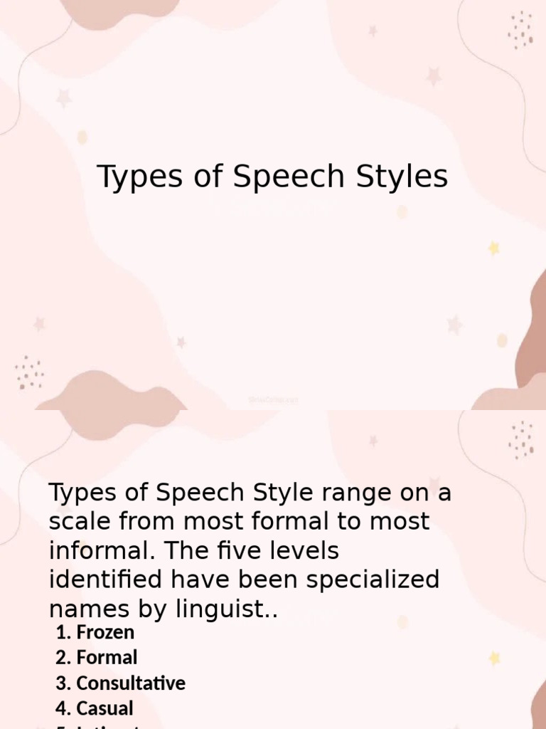 Types of Speech Styles | PDF