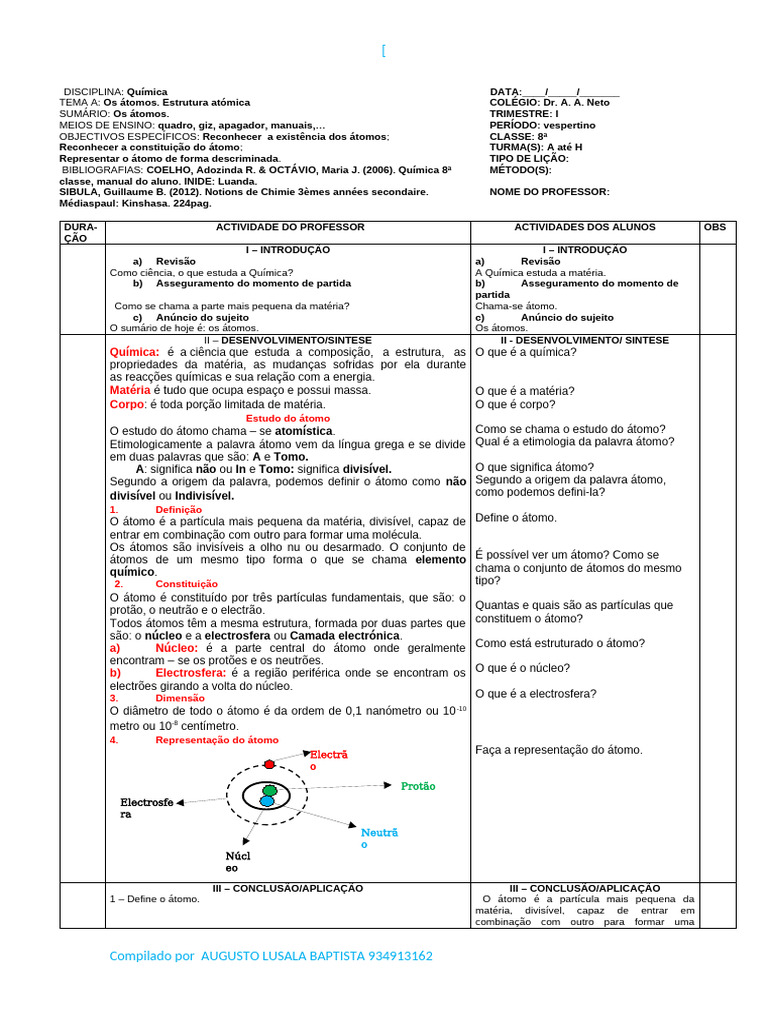 Estrutura e Modelos Atômicos na Química | PDF | Núcleo atômico | Átomos