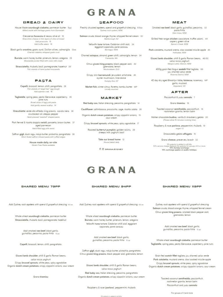 Grana - A3 All Day Menu - 290824 | PDF