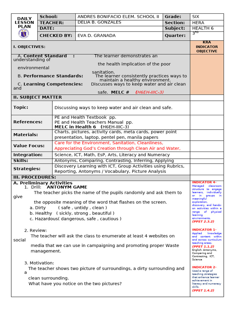 CO Q3 NewIndicator Health6 Grade 6 | PDF | Learning | Water