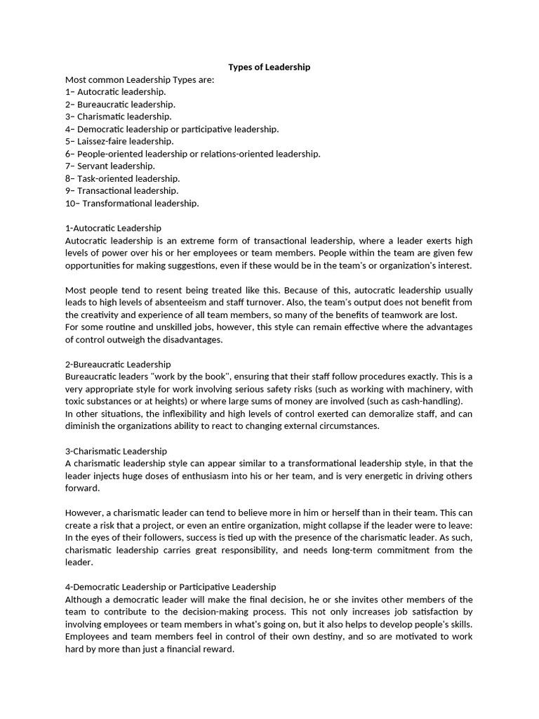 Leadership Styles | PDF