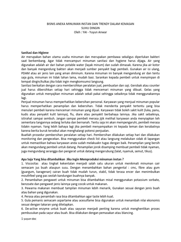 Sanitasi Dan Higiene: Yuyun | PDF