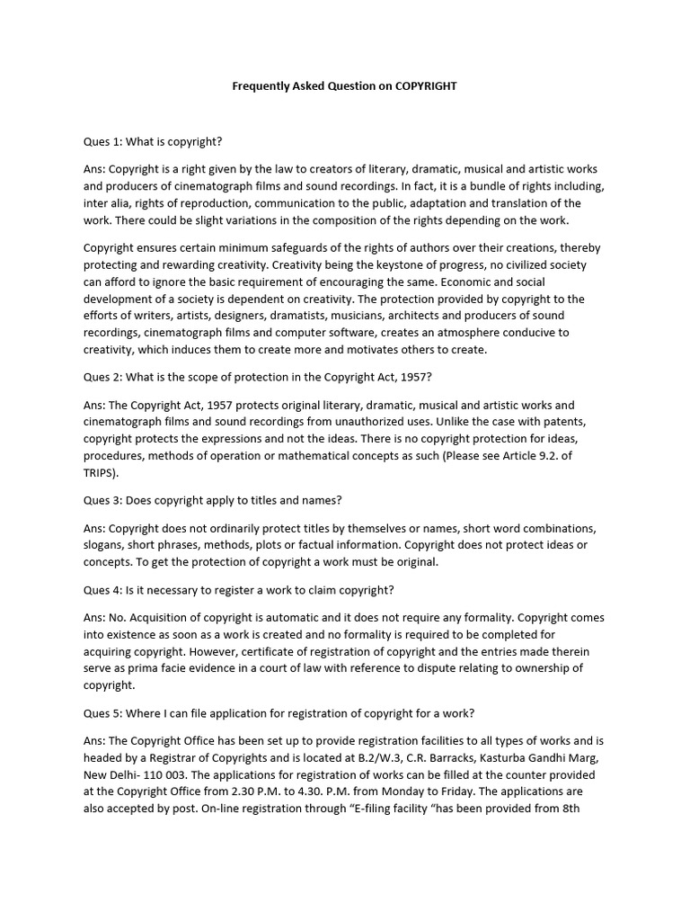 Copyright FAQs | PDF