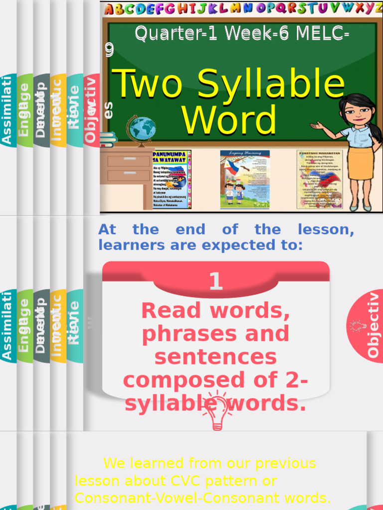 7 English 3 q1 Week 6 Two Syllable Word | PDF