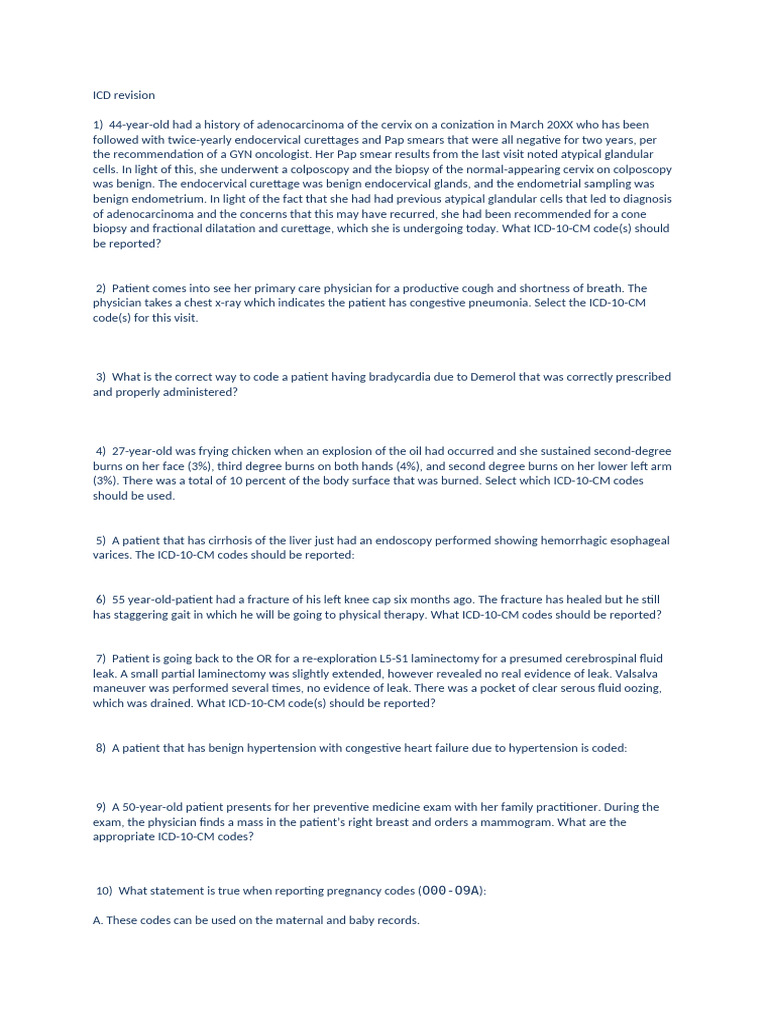 Medical Coding Practice Questions | PDF