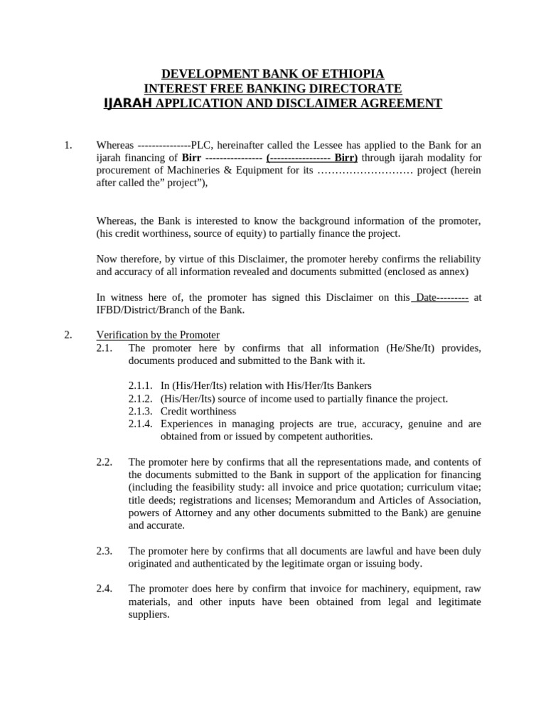 Ijaraha -Disclaimer Agreement | PDF