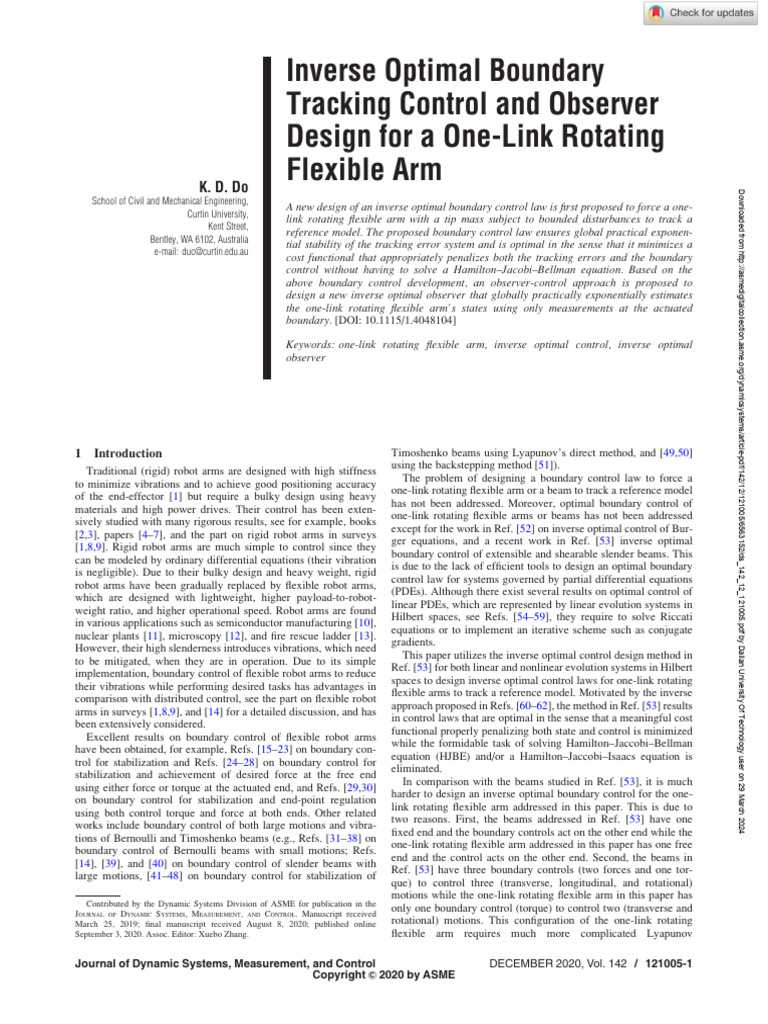 Inverse Optimal Boundary Tracking Control and Observer Design For A One ... Inverse Optimal Boundary Tracking Control and Observer Design For A One ...