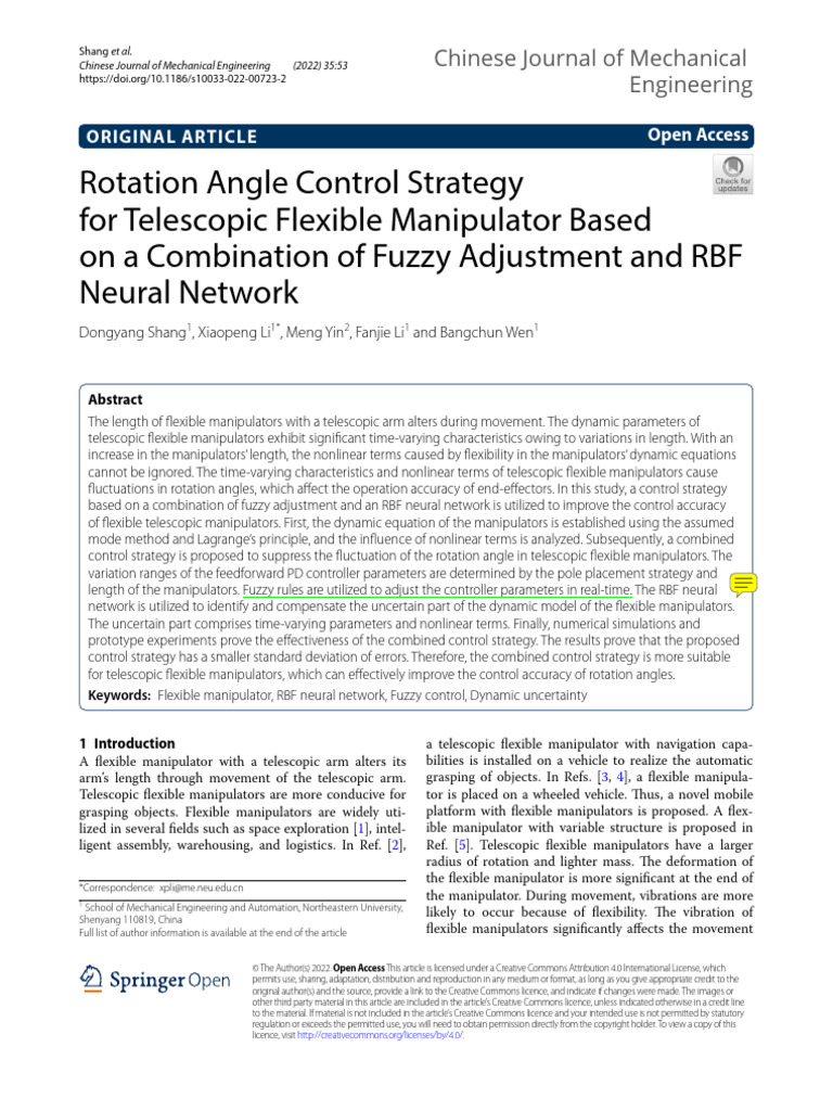 (东北大学) Rotation Angle Control Strategy for Telescopic Flexible ...