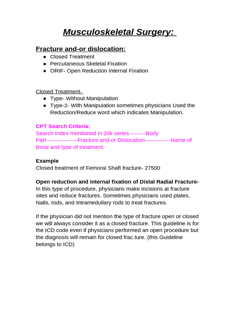 Musculoskeletal Surgery Guidelines | PDF