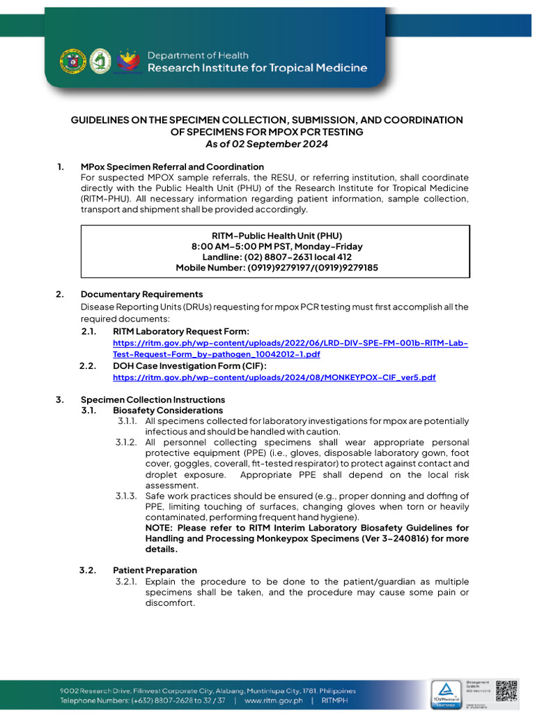 UPDATED GUIDELINES ON THE SPECIMEN COLLECTION AND SUBMISSION OF ...